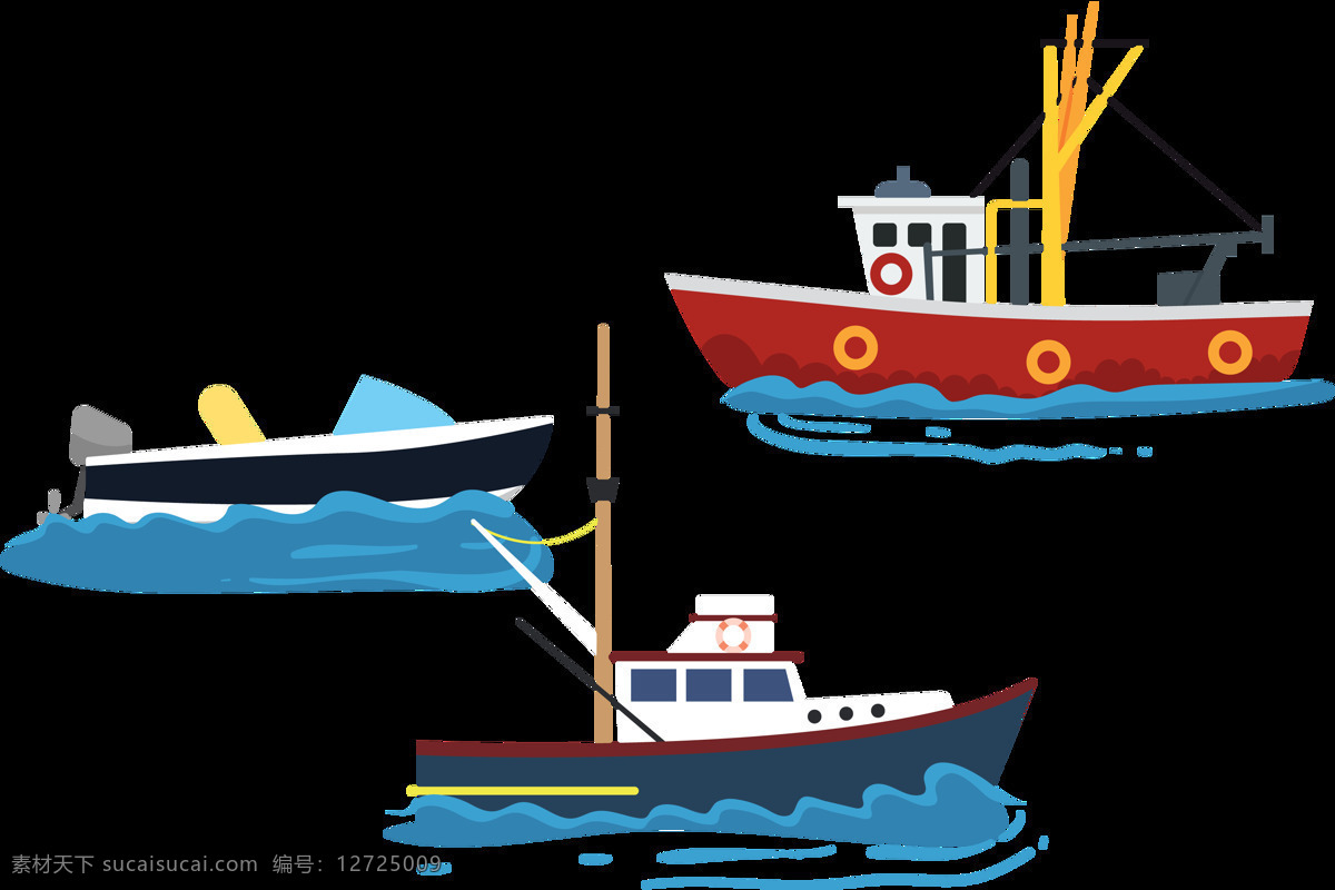 手绘渔船插图免抠png透明图层素材图片下载-素材编号12725009-素材天下图库