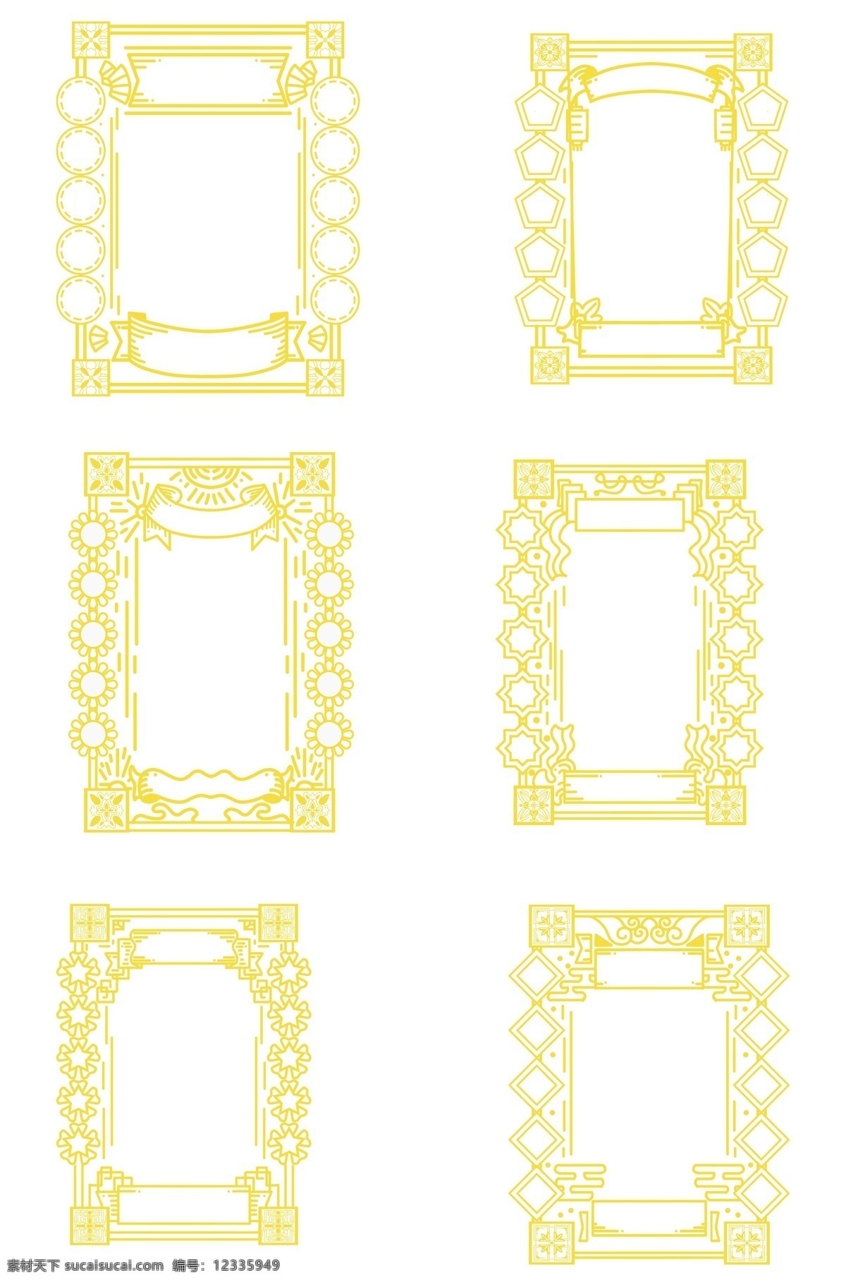 中国风手绘复古简约线框素材图片下载-素材编号12335949-素材天下图库